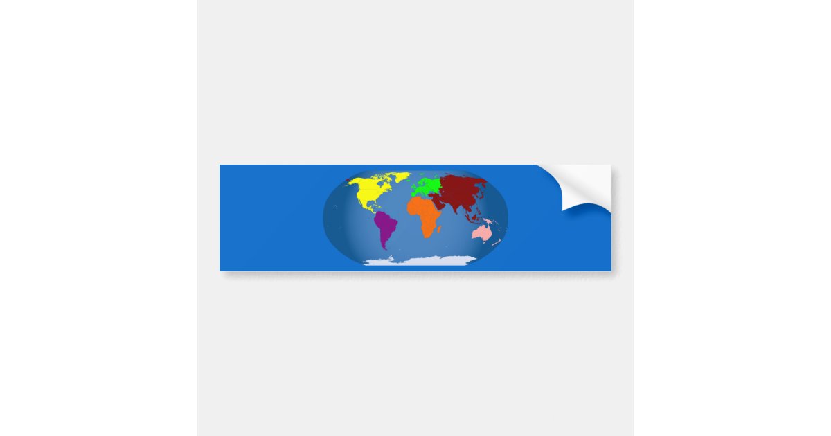 Seven Continents Colored Bumper Sticker | Zazzle