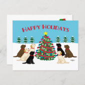 Seven Labradors and Christmas Tree Postcard | Zazzle