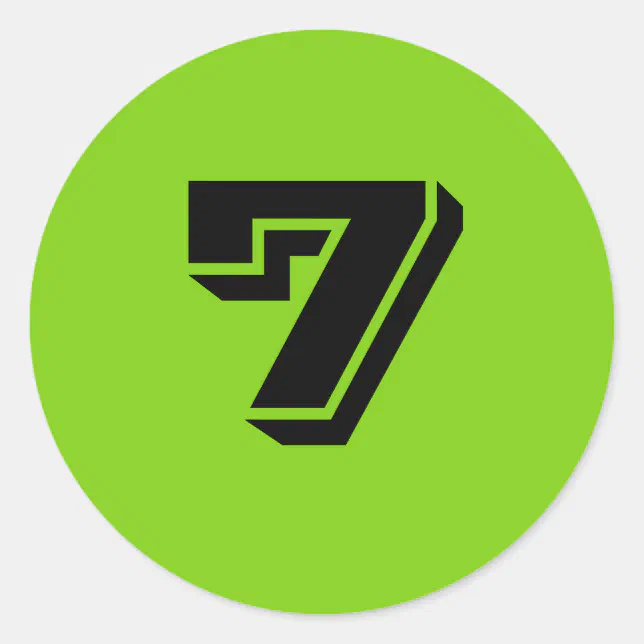 Seven Large Round Green Number Stickers by Janz | Zazzle