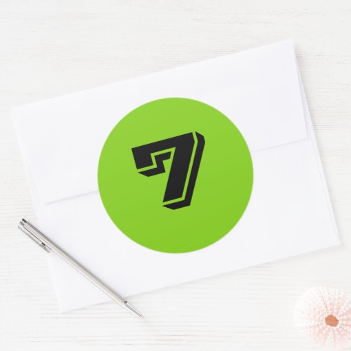 Seven Large Round Green Number Stickers by Janz | Zazzle