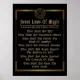 Seven Laws Of Magic Black And Gold Poster | Zazzle