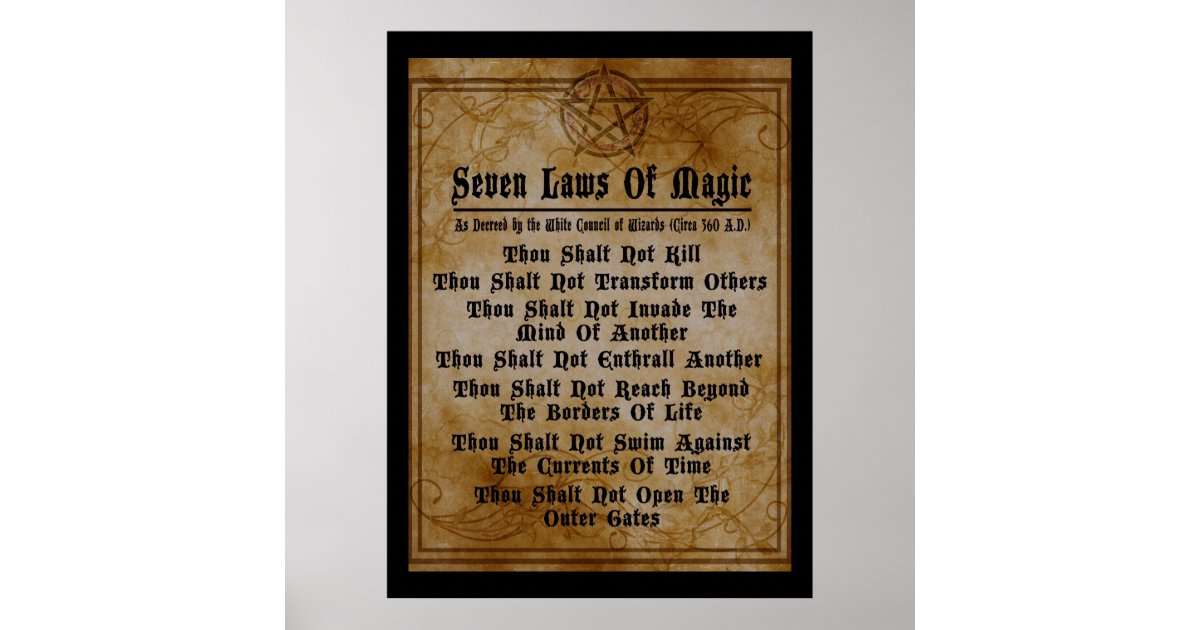 Seven Laws Of Magic Parchment Poster | Zazzle