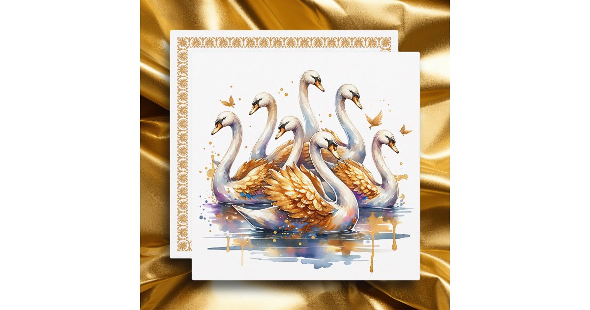 Seven swans a-swimming | Twelve Days of Christmas Holiday Card | Zazzle