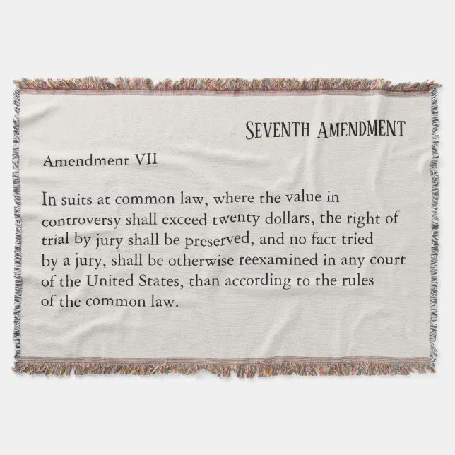 Seventh Amendment Constitution Bill of Rights Throw Blanket | Zazzle