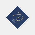 Seventy | Gold & Navy Blue Lettering 70th Birthday Napkins | Zazzle