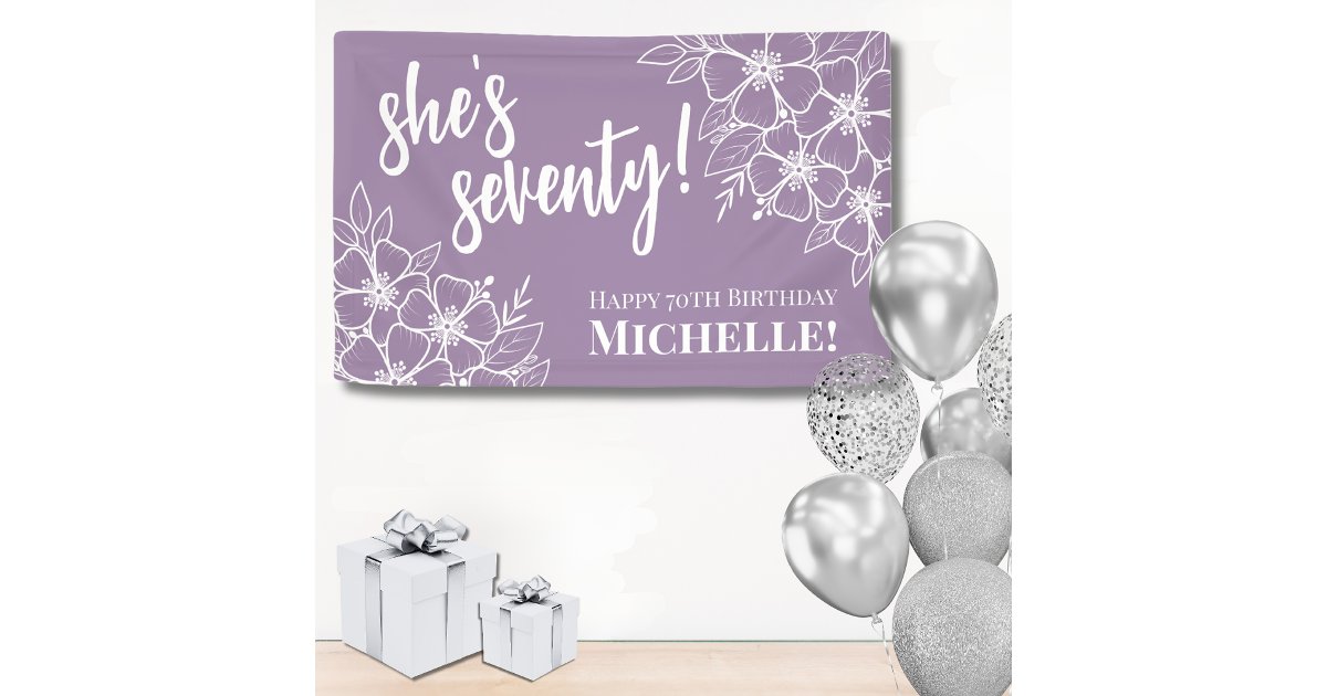 Seventy Purple 70th Birthday Party Banner | Zazzle