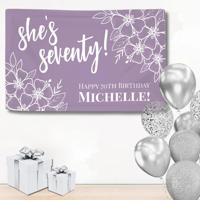 Seventy Purple 70th Birthday Party Banner | Zazzle