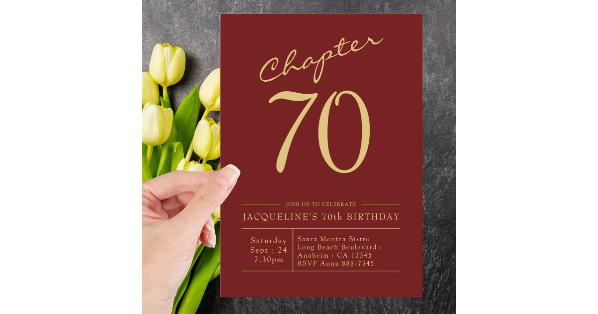 Seventy Red Gold 70th Birthday Party Invitation | Zazzle