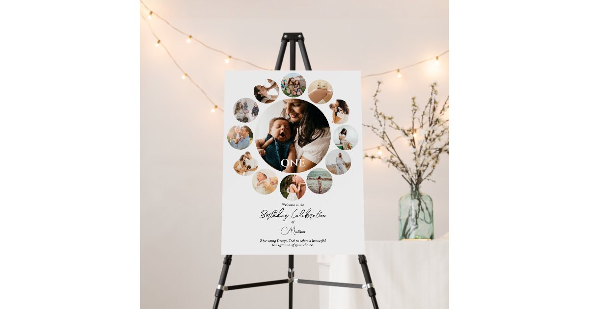 Several Photos Collage Round Frame Welcome Sign | Zazzle