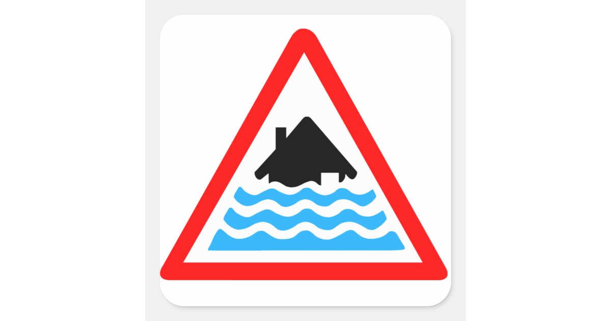 Severe Flood Warning Square Sticker | Zazzle