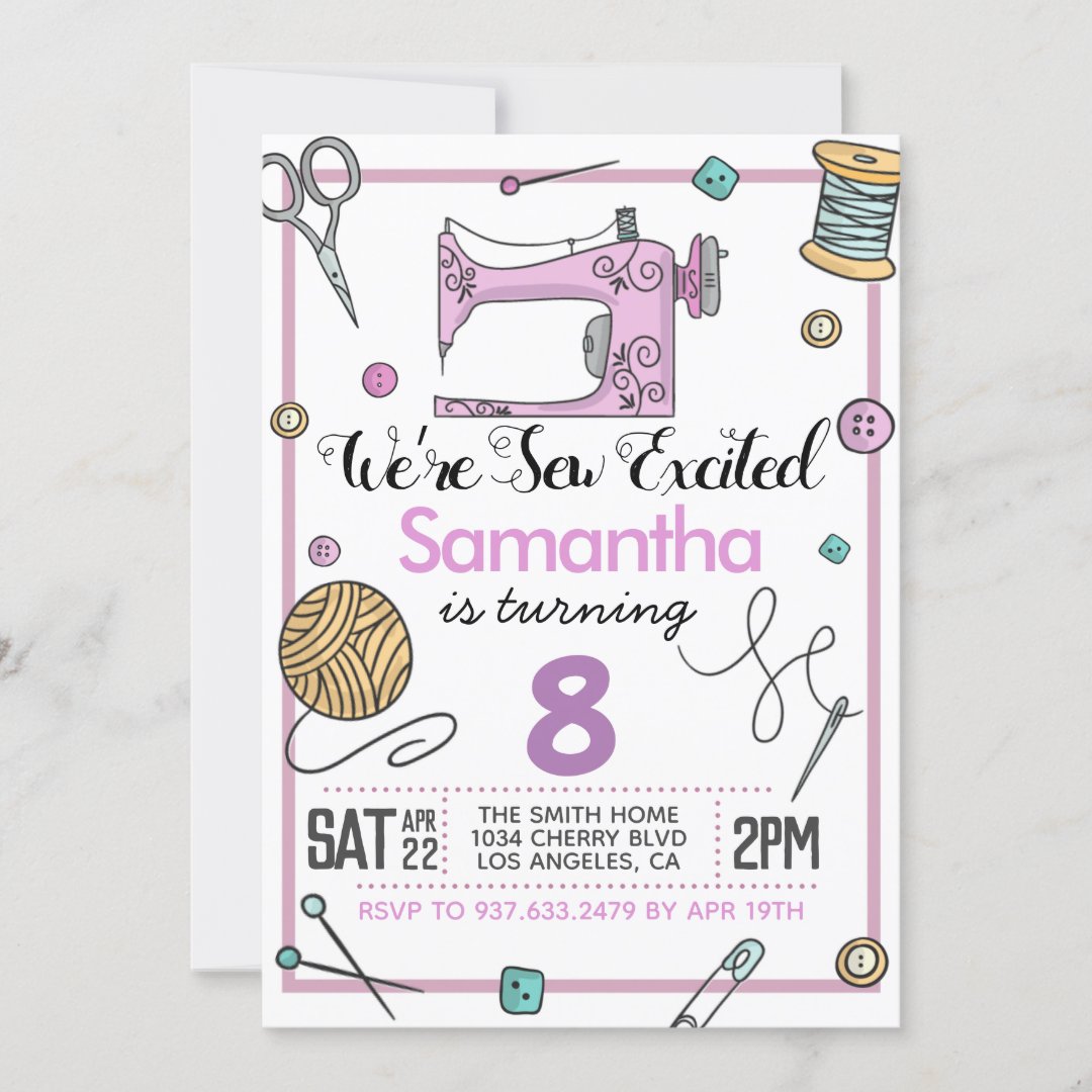 Sew Excited Sewing Invitation | Zazzle