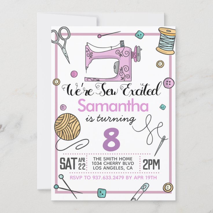 Sew Excited Sewing Invitation | Zazzle