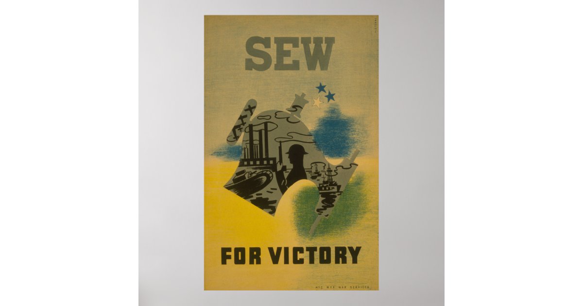 Sew For Victory Vintage WPA Poster | Zazzle