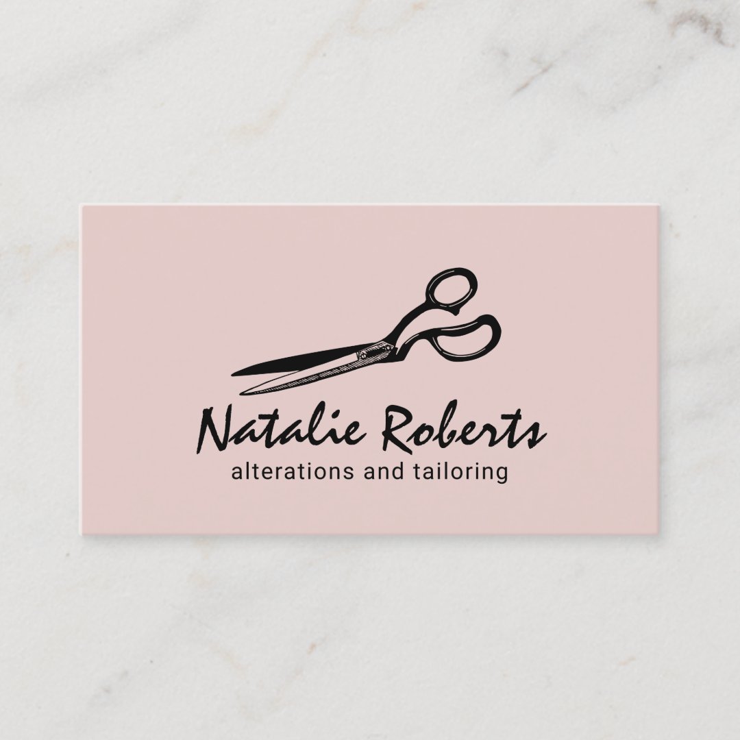 Sewing Alteration Seamstress Tailor Blush Pink Business Card | Zazzle