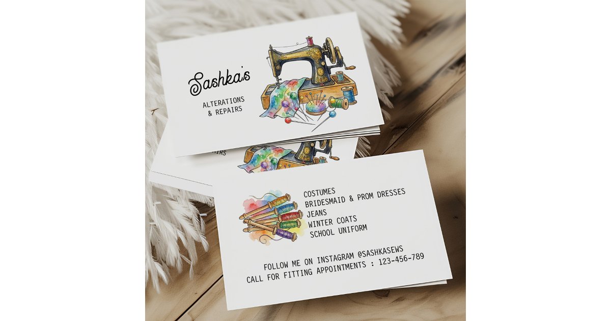 Sewing Alterations & Repairs Colorful Eclectic Business Card | Zazzle