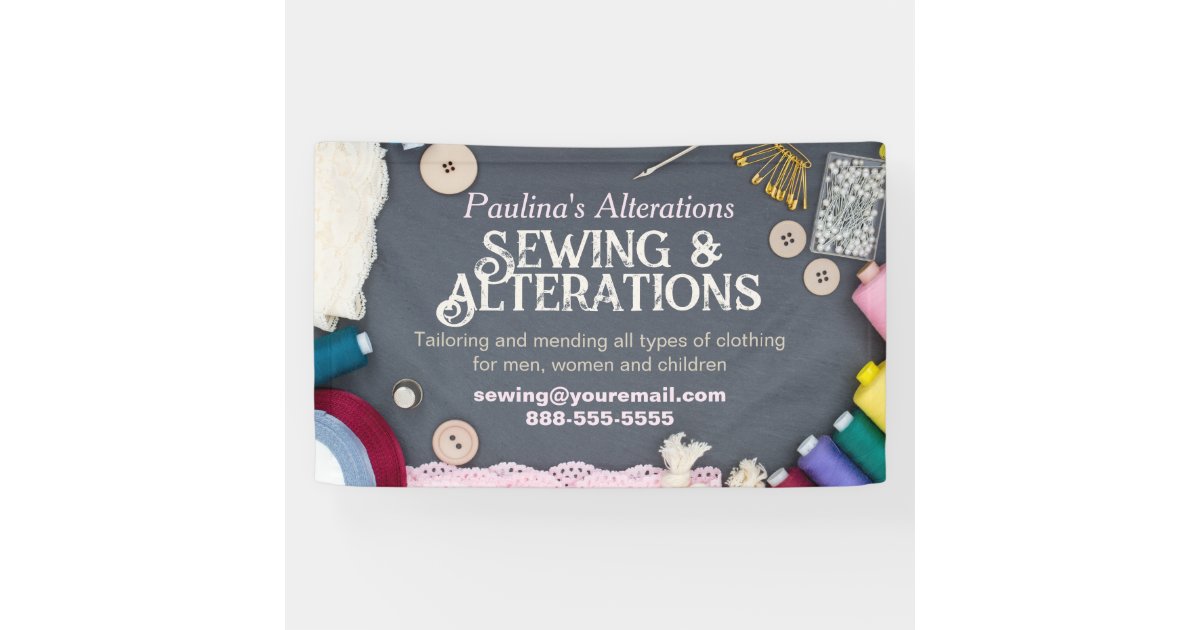 Sewing Alterations Seamstress Banner | Zazzle