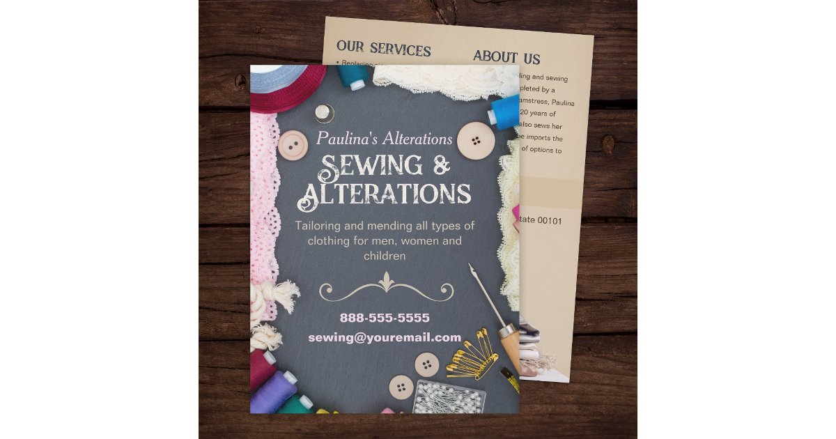 Sewing Alterations Services Flyer Template | Zazzle