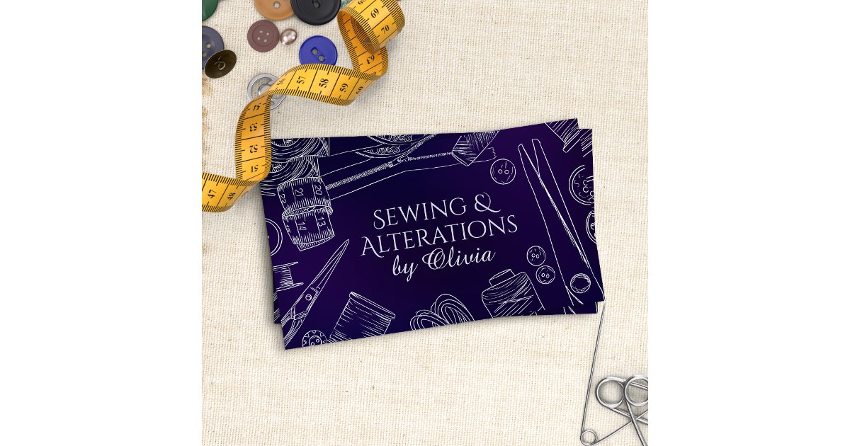 Sewing and Alterations - Line Art Business Card | Zazzle