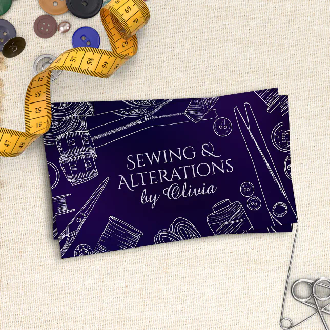 Sewing and Alterations - Line Art Business Card | Zazzle