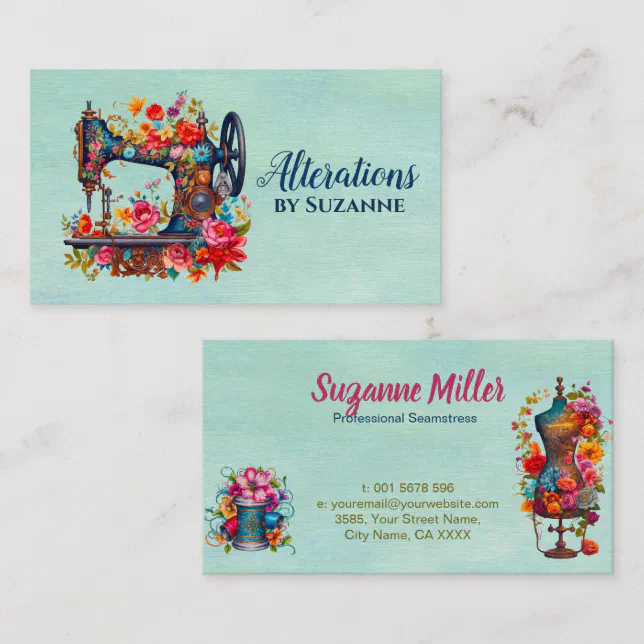 Sewing and Alterations - Vintage Illustration Business Card | Zazzle