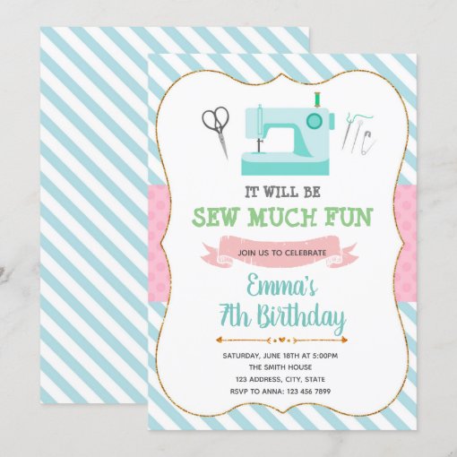 Sewing Birthday Invitation | Zazzle