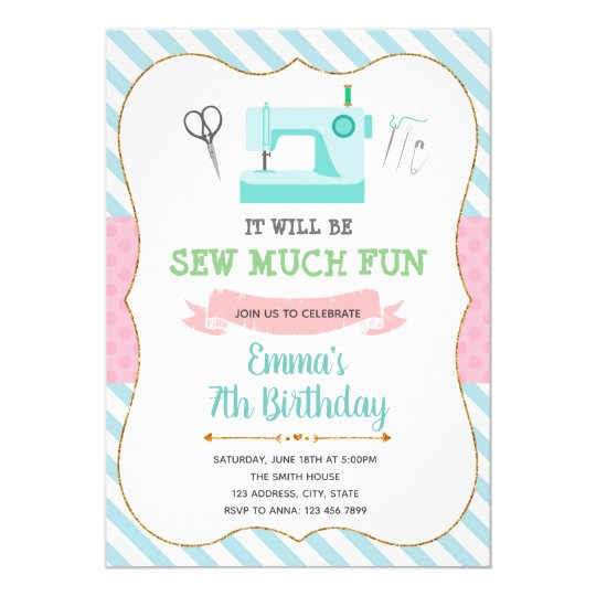 Sewing Birthday Invitation | Zazzle.com