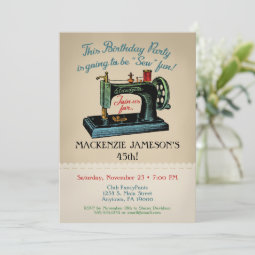 Sewing Birthday Invitation Sew Crafter Fashion | Zazzle
