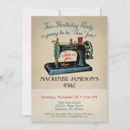 Sewing Birthday Invitation Sew Crafter Fashion | Zazzle
