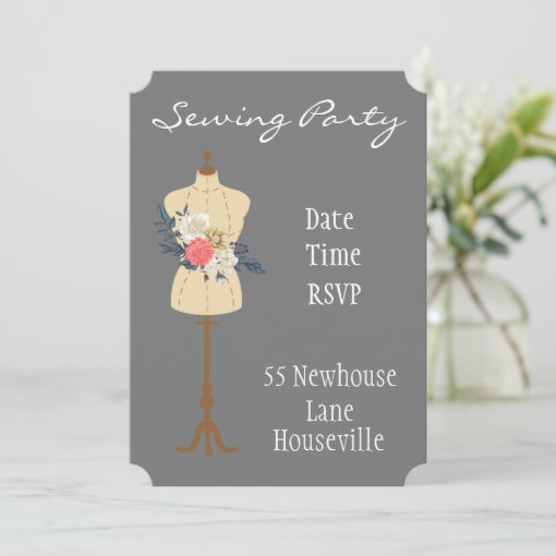 Sewing circle sewing Party vintage sewing Invitation | Zazzle