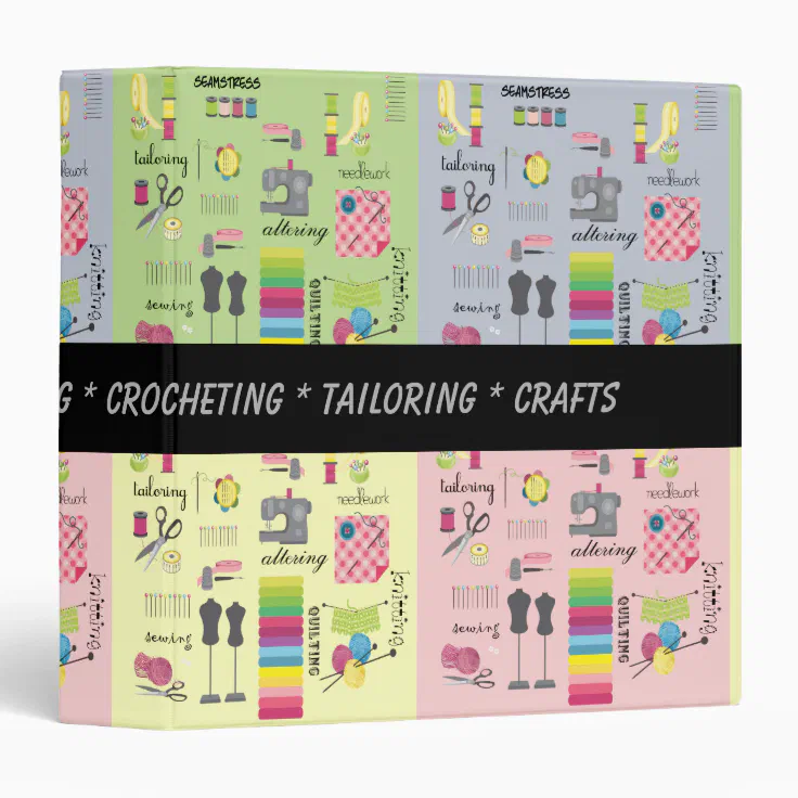 Sewing Knitting and Crocheting 3 Ring Binder | Zazzle