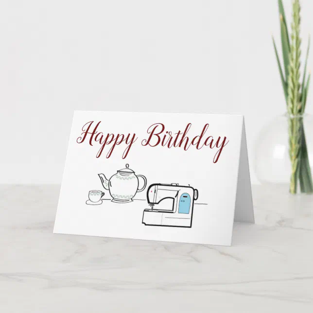 Sewing machine birthday card | Zazzle