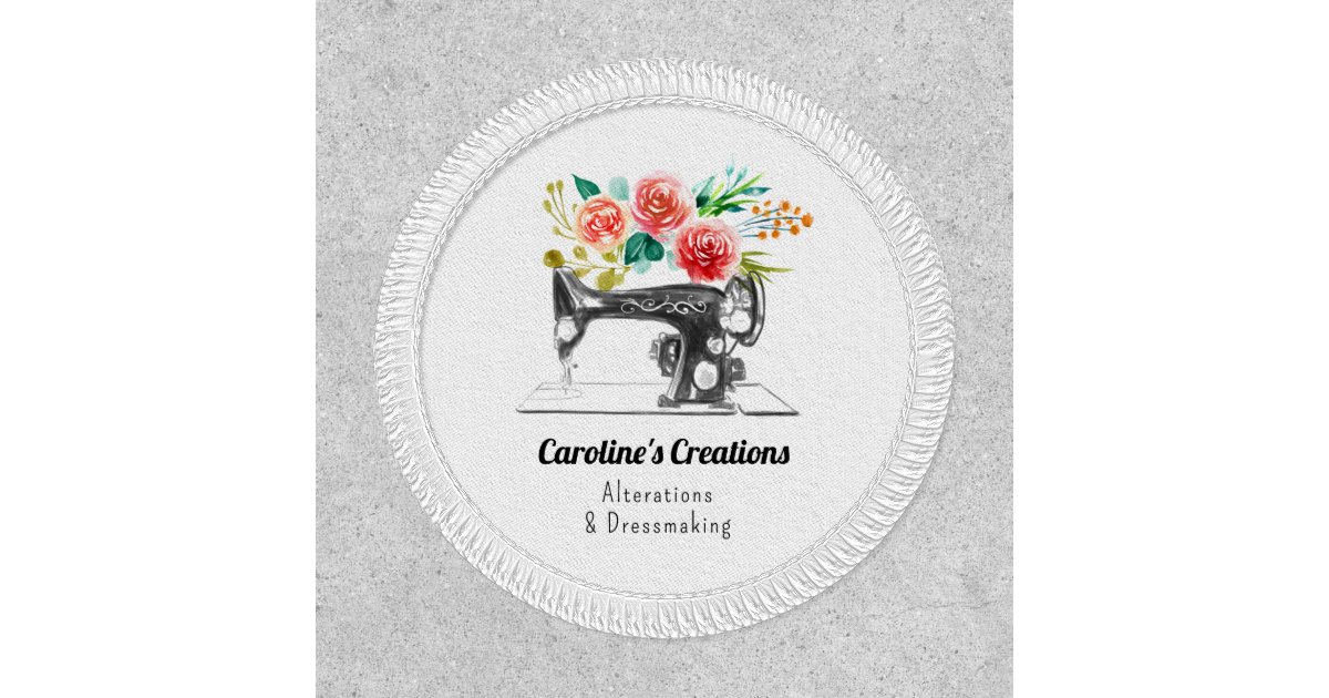 Sewing Machine Black White Seamstress Tailor Patch | Zazzle