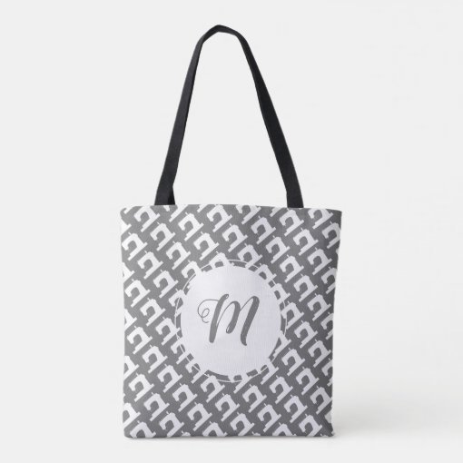 Sewing Machine Crafts w/ Initials Tote Bag | Zazzle