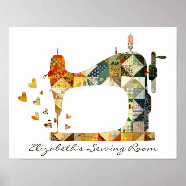Sewing Machine Patchwork Quilt Poster | Zazzle