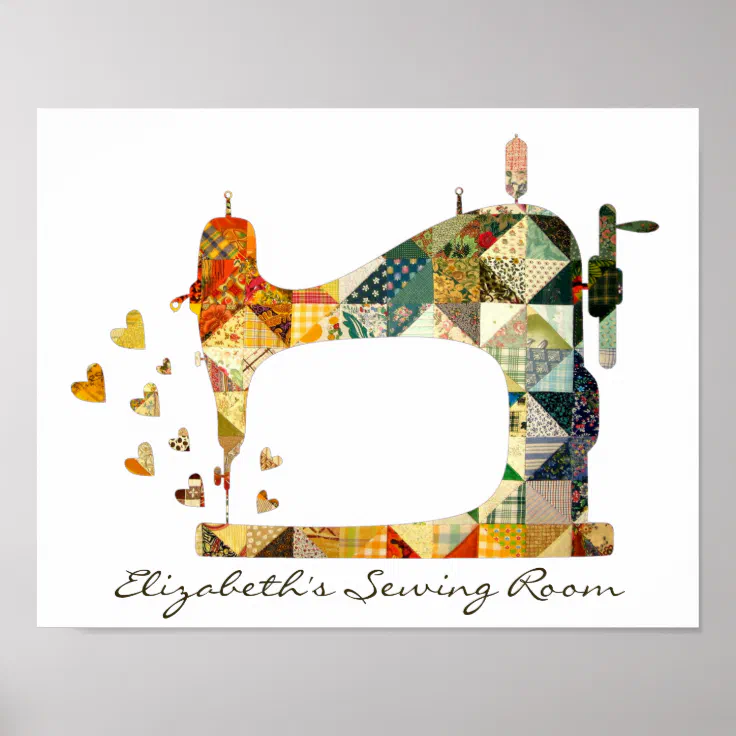 Sewing Machine Patchwork Quilt Poster | Zazzle