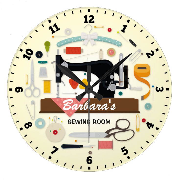 Sewing Machine Personalizable Wall Clock | Zazzle