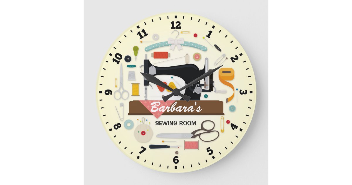 Sewing Machine Personalizable Wall Clock | Zazzle