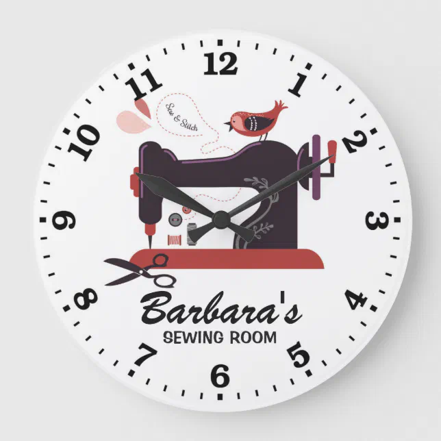 Sewing Machine Personalizable Wall Clock | Zazzle
