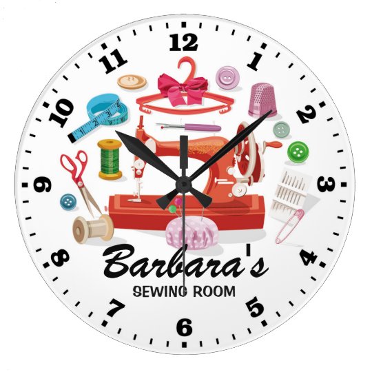 Sewing Machine Personalizable Wall Clock | Zazzle.com