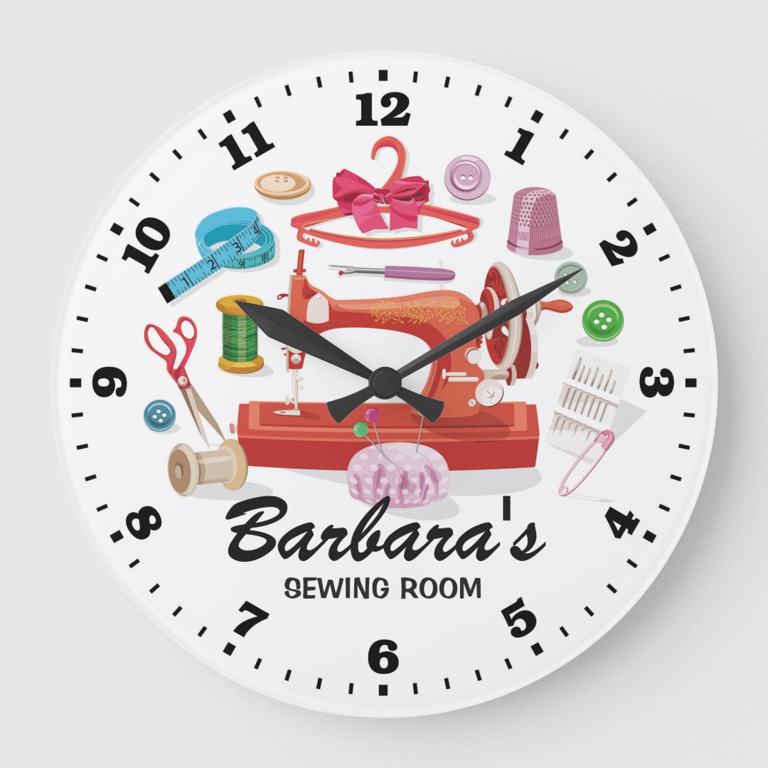 Sewing Machine Personalizable Wall Clock | Zazzle