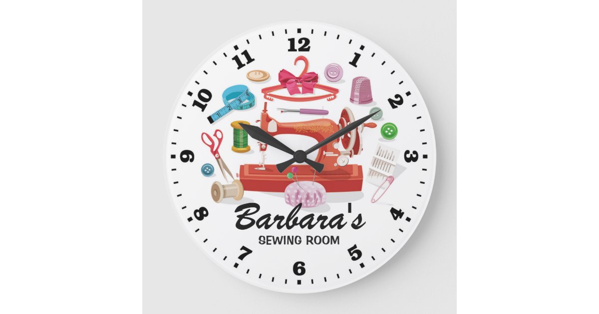 Sewing Machine Personalizable Wall Clock | Zazzle