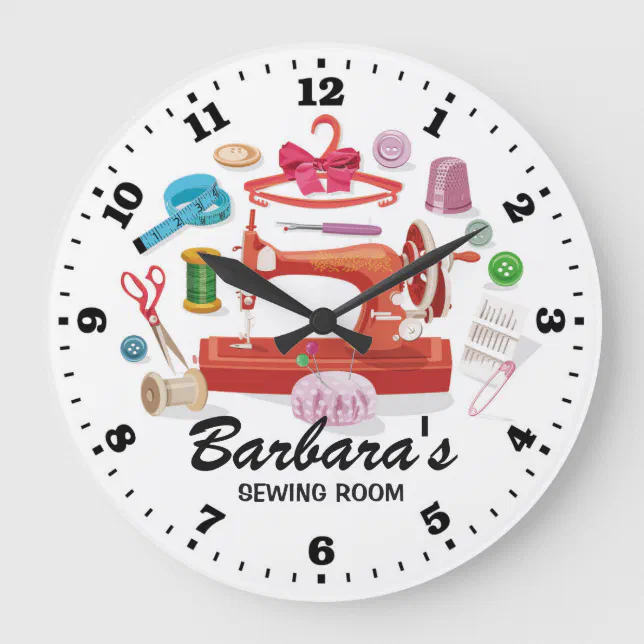 Sewing Machine Personalizable Wall Clock | Zazzle