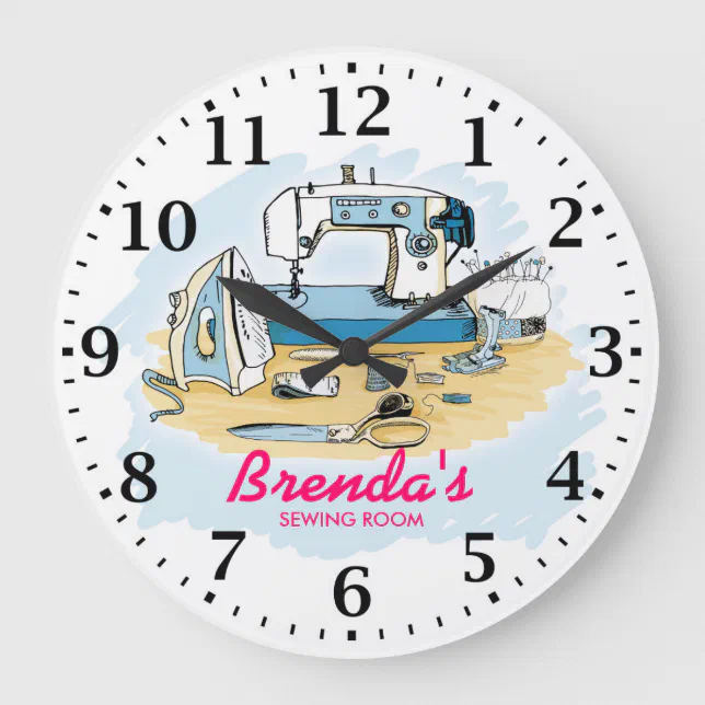 Sewing Machine Personalizable Wall Clock | Zazzle