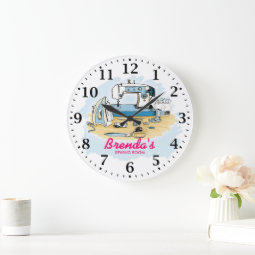 Sewing Machine Personalizable Wall Clock | Zazzle