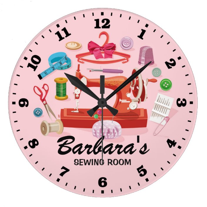 Sewing Machine Personalizable Wall Clock | Zazzle
