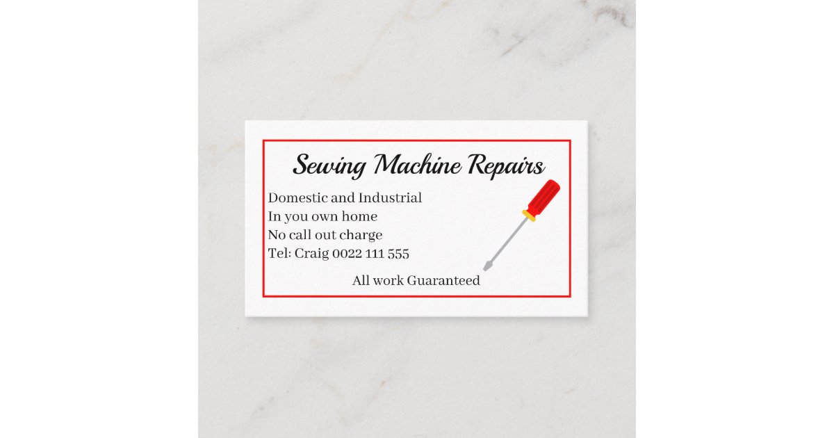 Sewing Machine Repairs Business Card | Zazzle