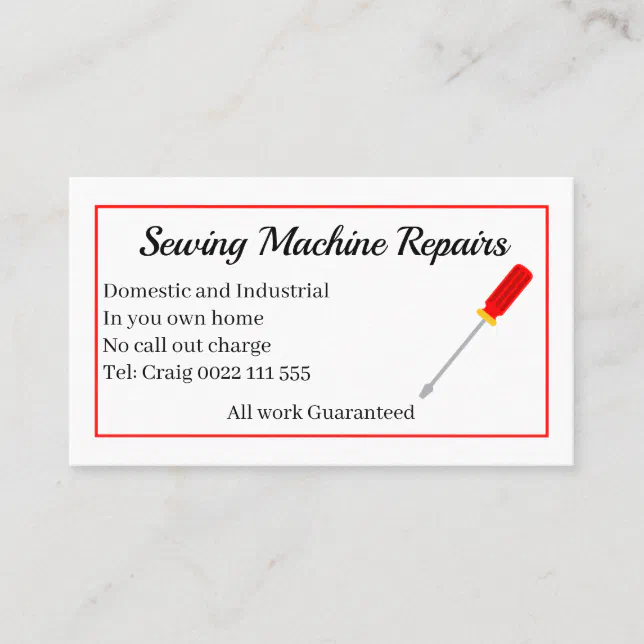 Sewing Machine Repairs Business Card | Zazzle