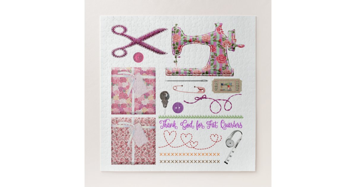 Sewing machine seamstress quilting sewing jigsaw puzzle | Zazzle