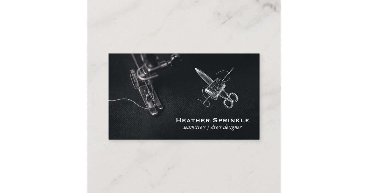Sewing Machine | Thimble and Shears Business Card | Zazzle