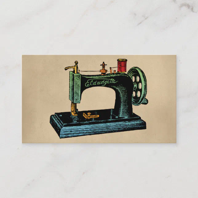 Sewing Machine Vintage Illustration Business Card | Zazzle